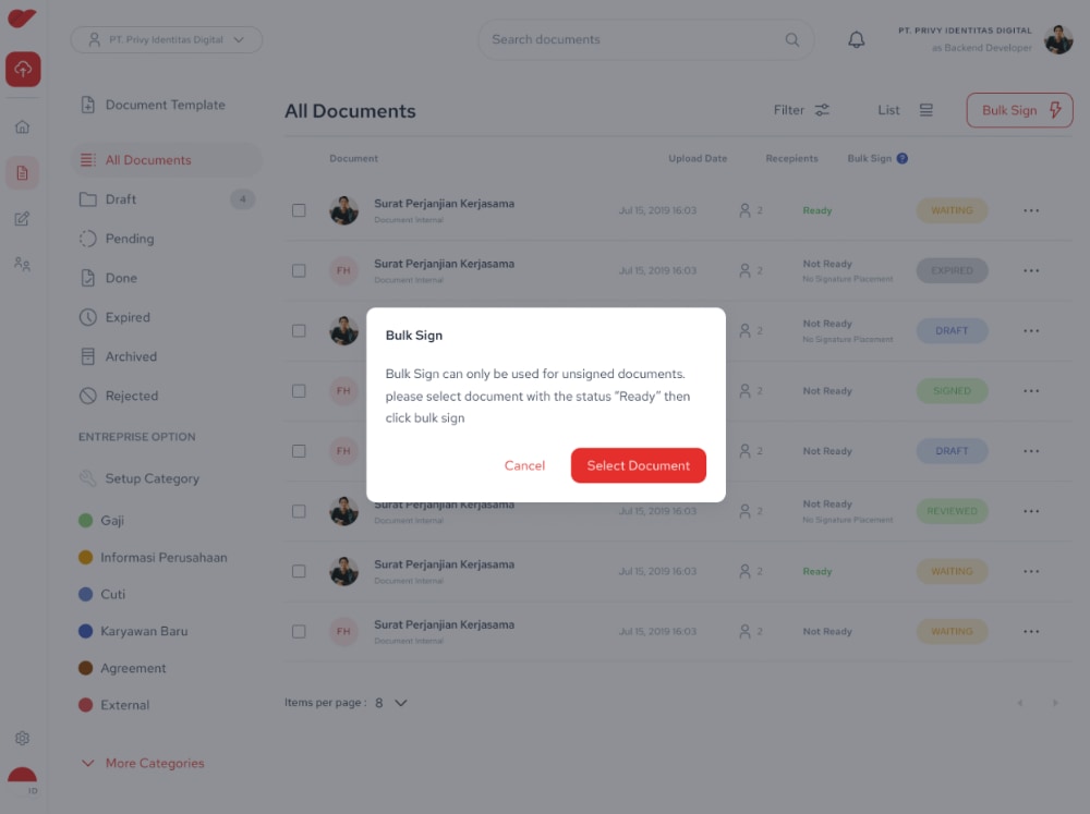 Cara Tanda Tangan Banyak Dokumen Sekaligus Di Privy