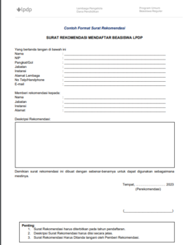 4 Contoh Surat Rekomendasi LPDP 2024 dan Cara Membuatnya