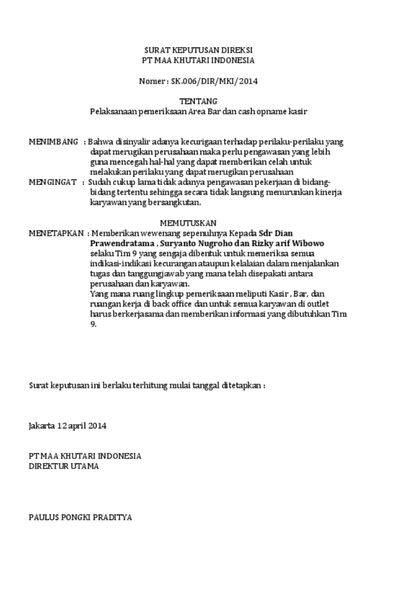 5 Contoh Surat Keputusan (SK) dan Cara Membuatnya