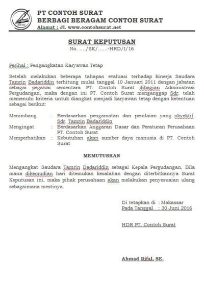5 Contoh Surat Keputusan (SK) dan Cara Membuatnya