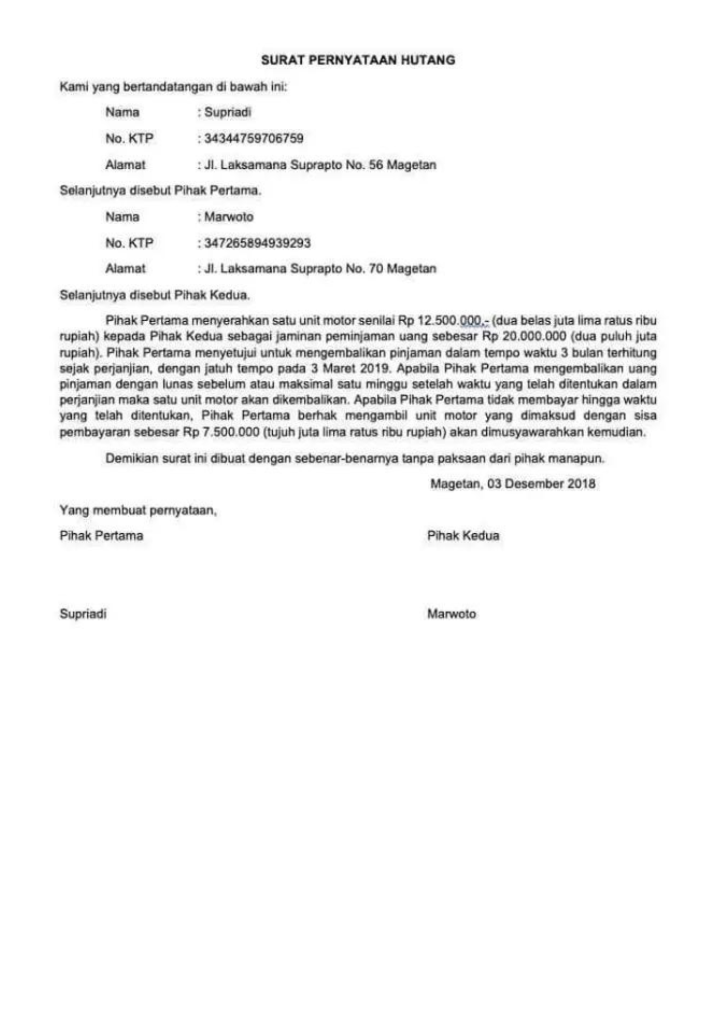 10 Contoh Surat Pernyataan Perjanjian Bermeterai yang Sah