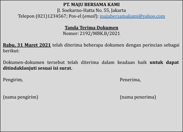 7 Contoh Surat Tanda Terima Dokumen dan Formatnya