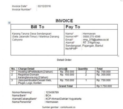 10 Contoh Invoice Tagihan Pembayaran untuk Jasa dan Barang