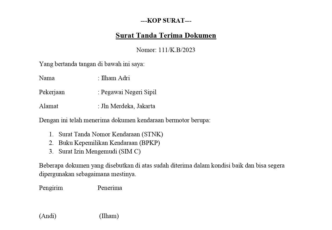 7 Contoh Surat Tanda Terima Dokumen dan Formatnya