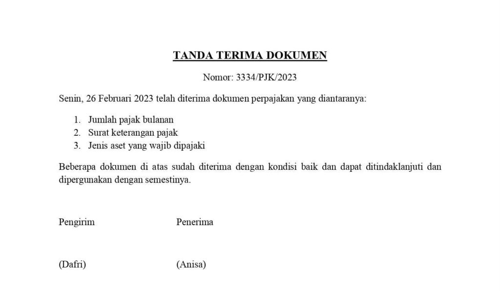 7 Contoh Surat Tanda Terima Dokumen dan Formatnya