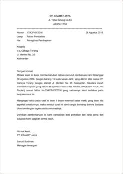 Contoh Surat Pemberitahuan Pembayaran dan Cara Menyusunnya
