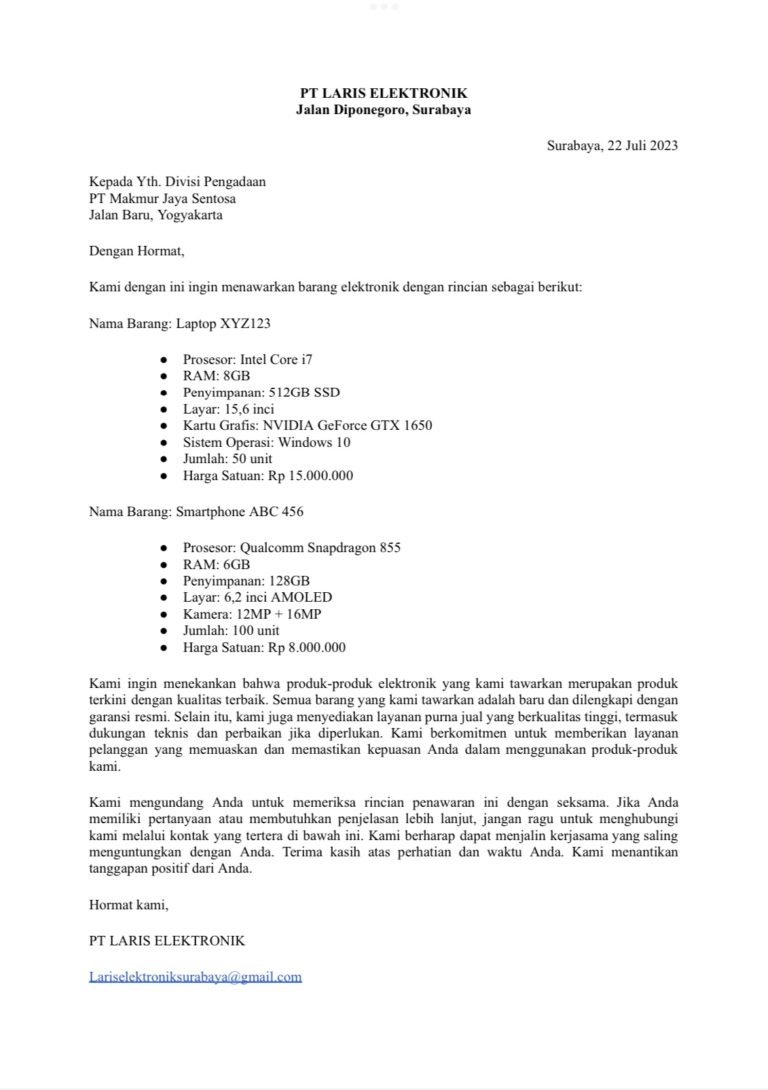 6 Contoh Surat Penawaran Barang yang Resmi dan Cara Menyusunnya