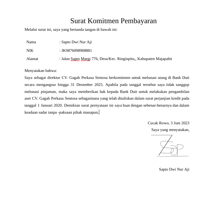 7 Contoh Surat Pernyataan Kesanggupan dan Cara Membuatnya
