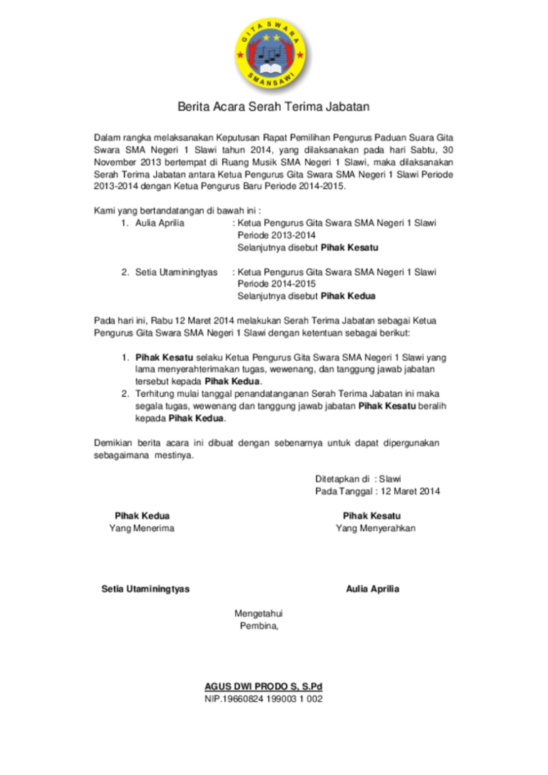 13 Contoh Berita Acara Serah Terima dan Cara Membuatnya