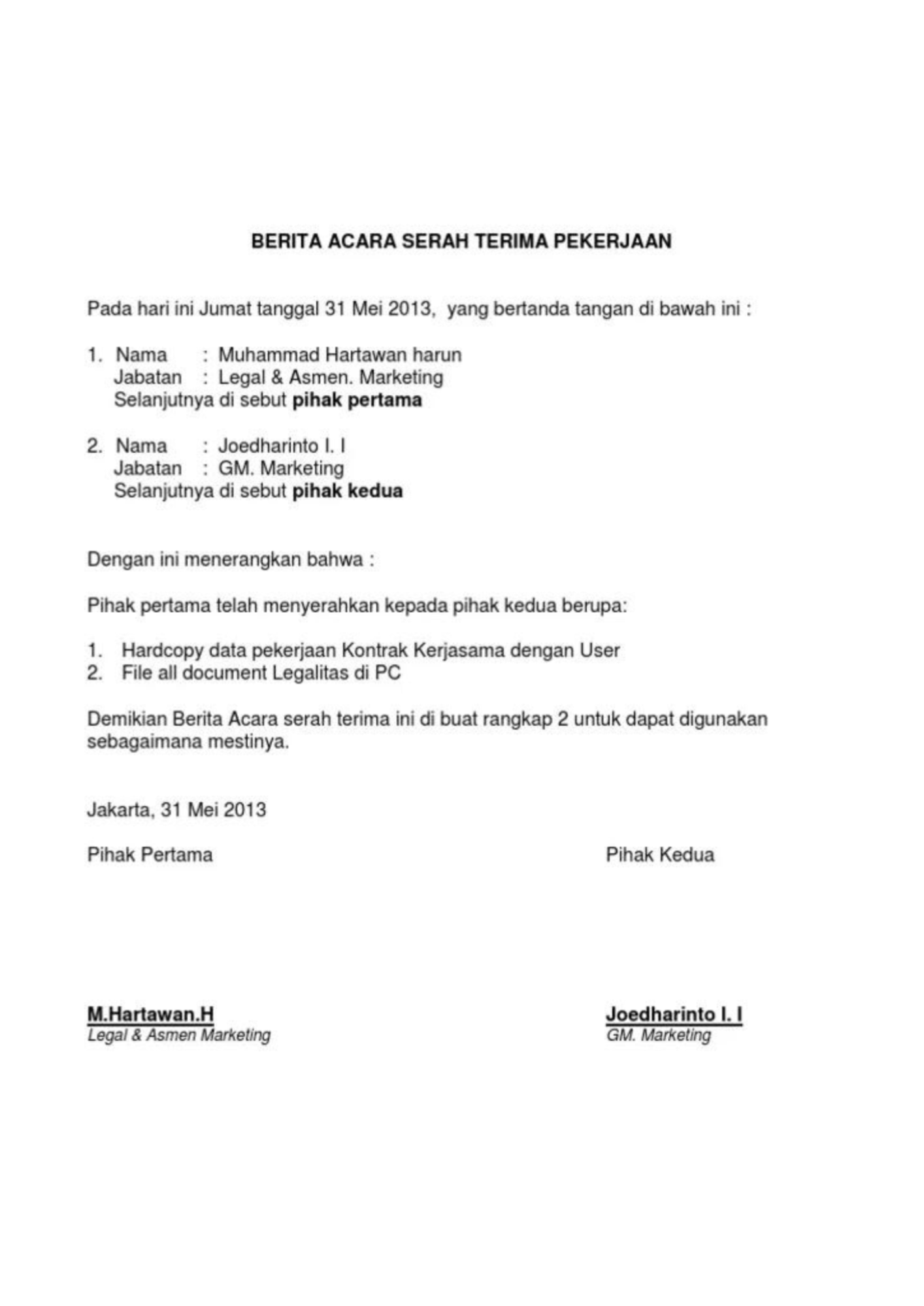 13 Contoh Berita Acara Serah Terima dan Cara Membuatnya