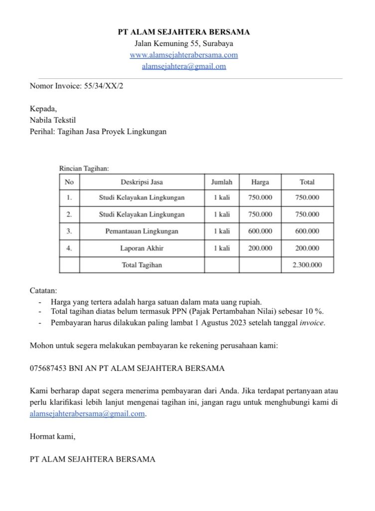 5 Contoh Invoice Tagihan Jasa Proyek & Tips Membuatnya