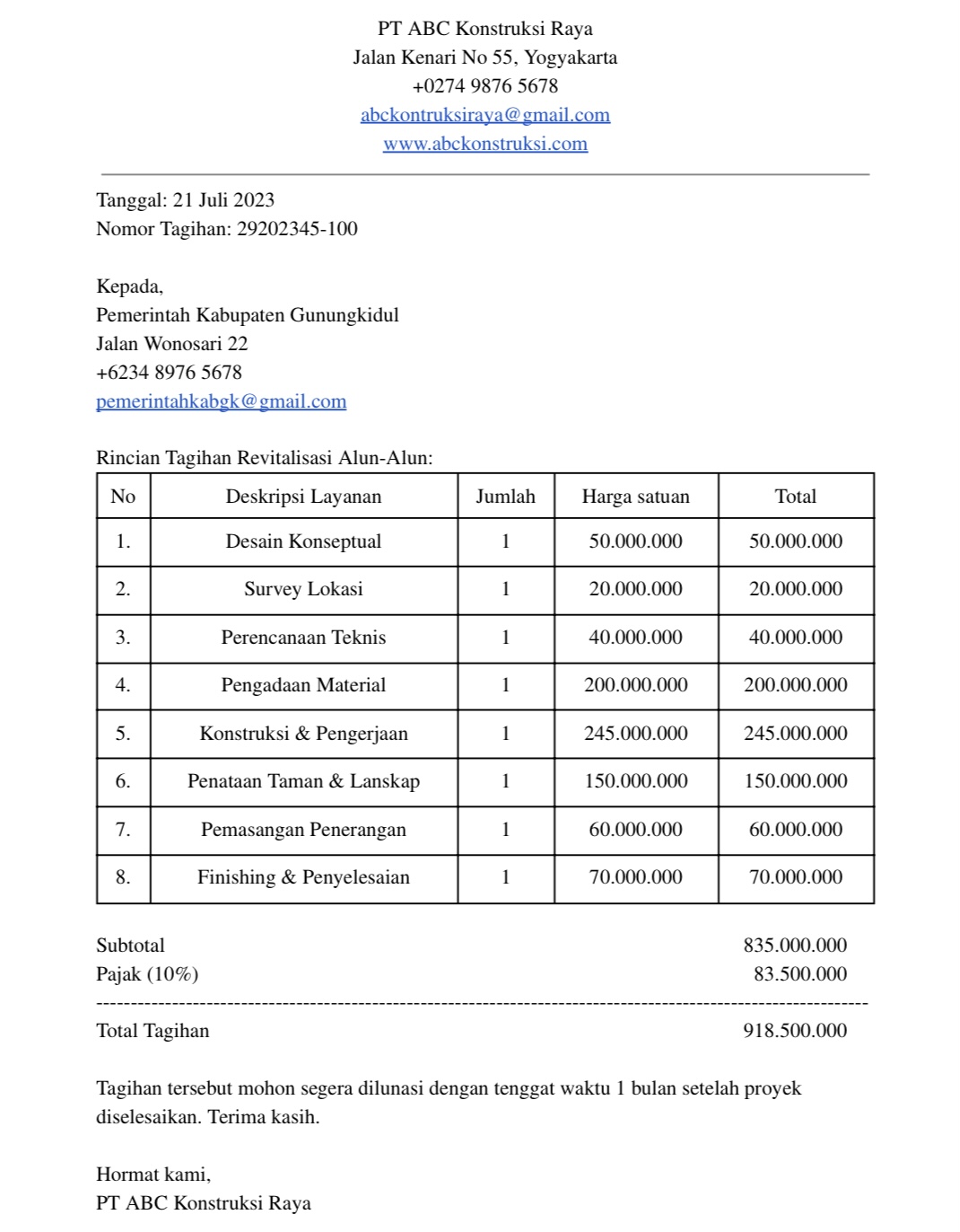 5 Contoh Invoice Tagihan Jasa Proyek & Tips Membuatnya