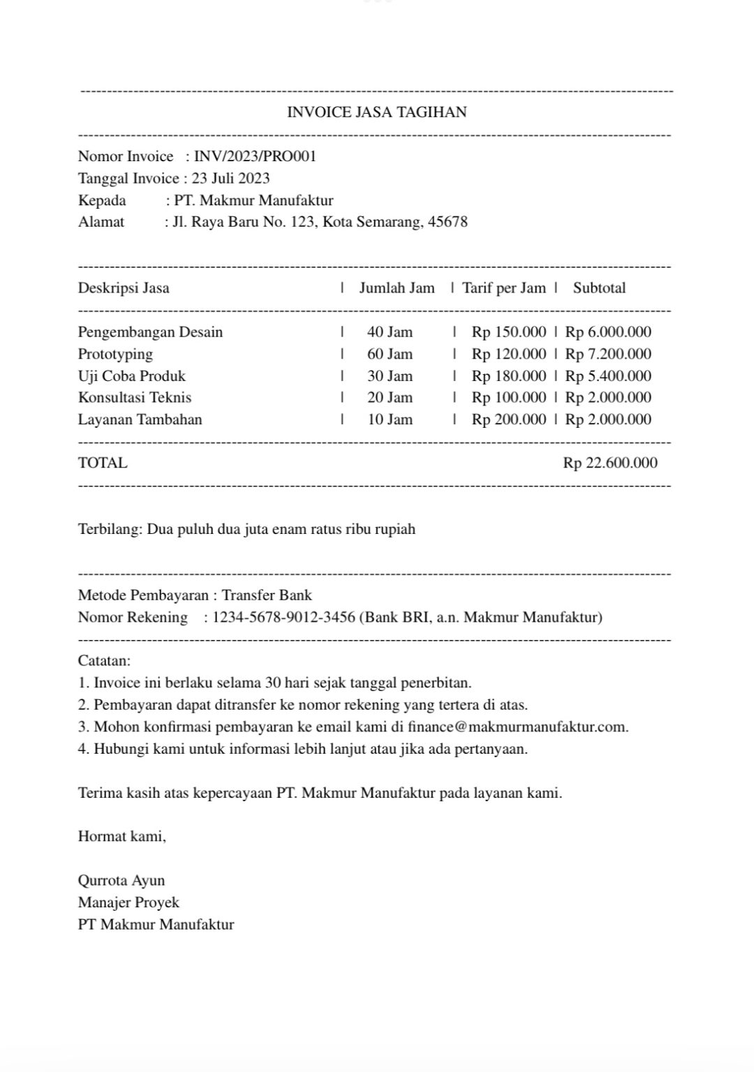 5 Contoh Invoice Tagihan Jasa Proyek & Tips Membuatnya