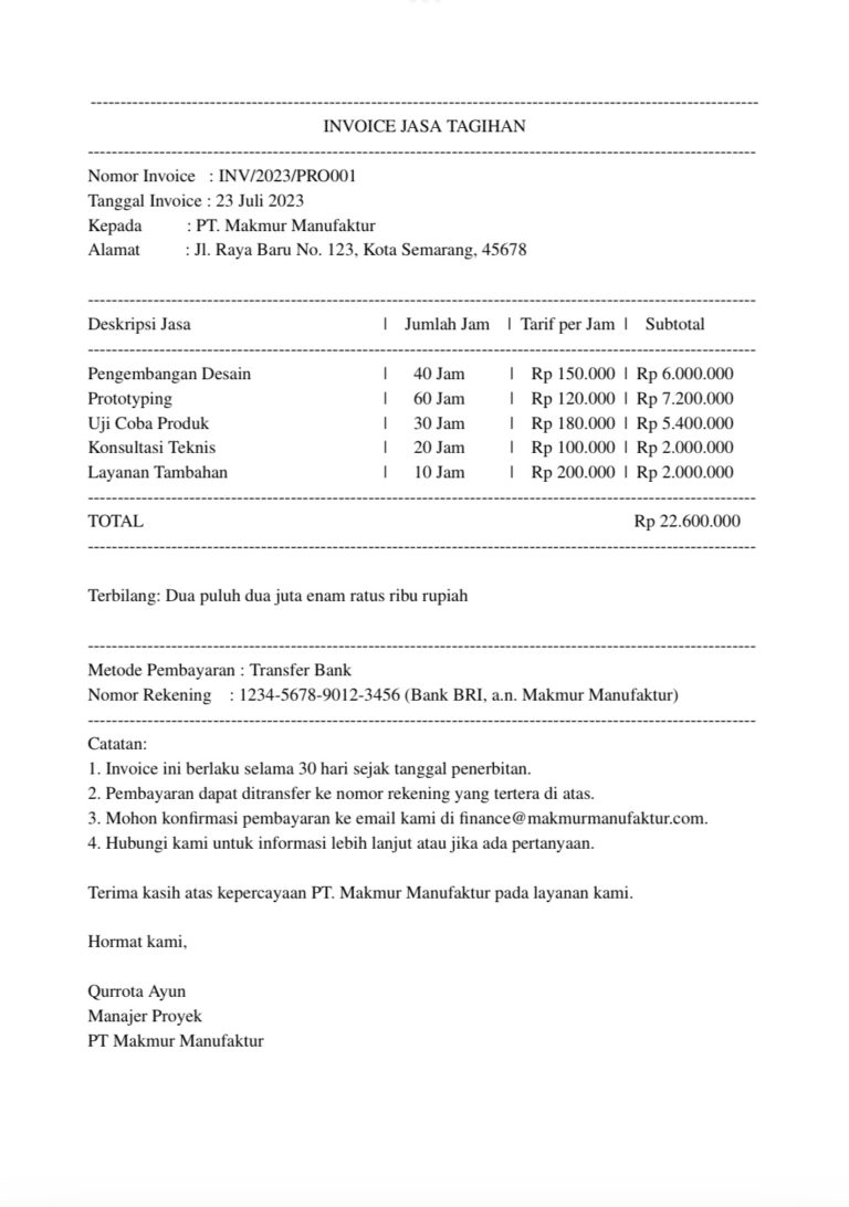 5 Contoh Invoice Tagihan Jasa Proyek & Tips Membuatnya