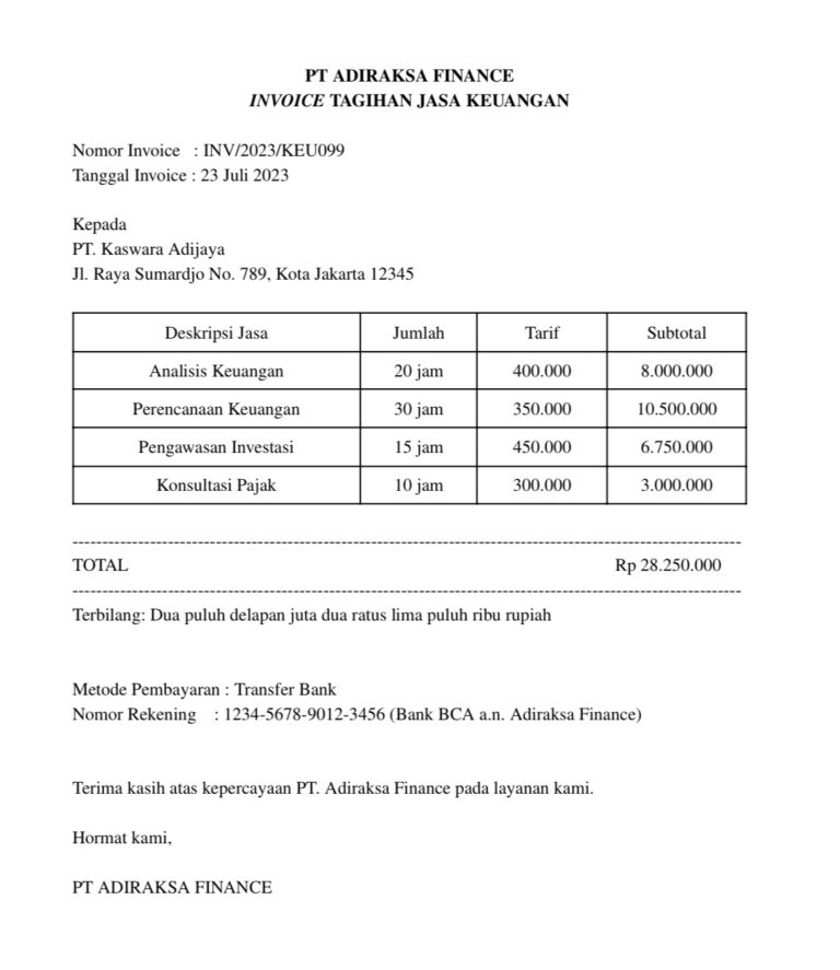5 Contoh Invoice Tagihan Jasa Proyek & Tips Membuatnya