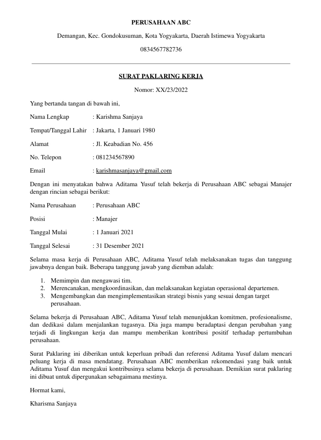 7 Contoh Surat Paklaring Kerja yang Benar dan Cara Menyusunnya