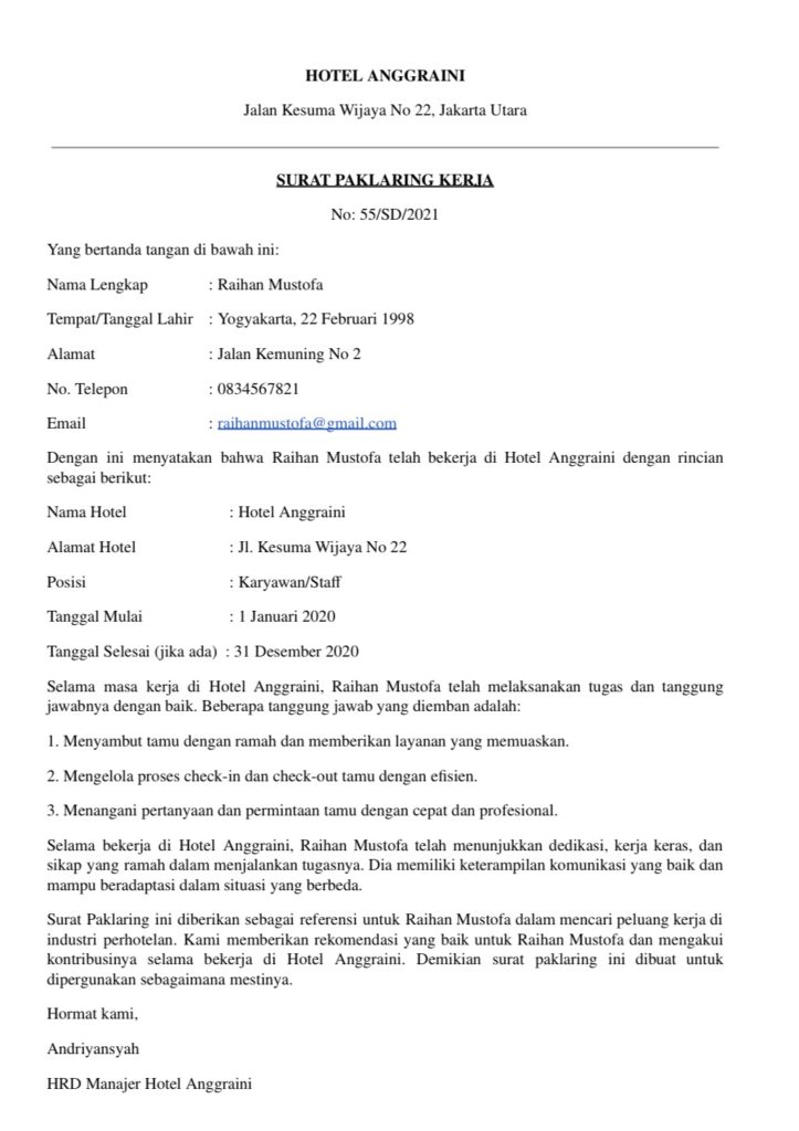 7 Contoh Surat Paklaring Kerja yang Benar dan Cara Menyusunnya