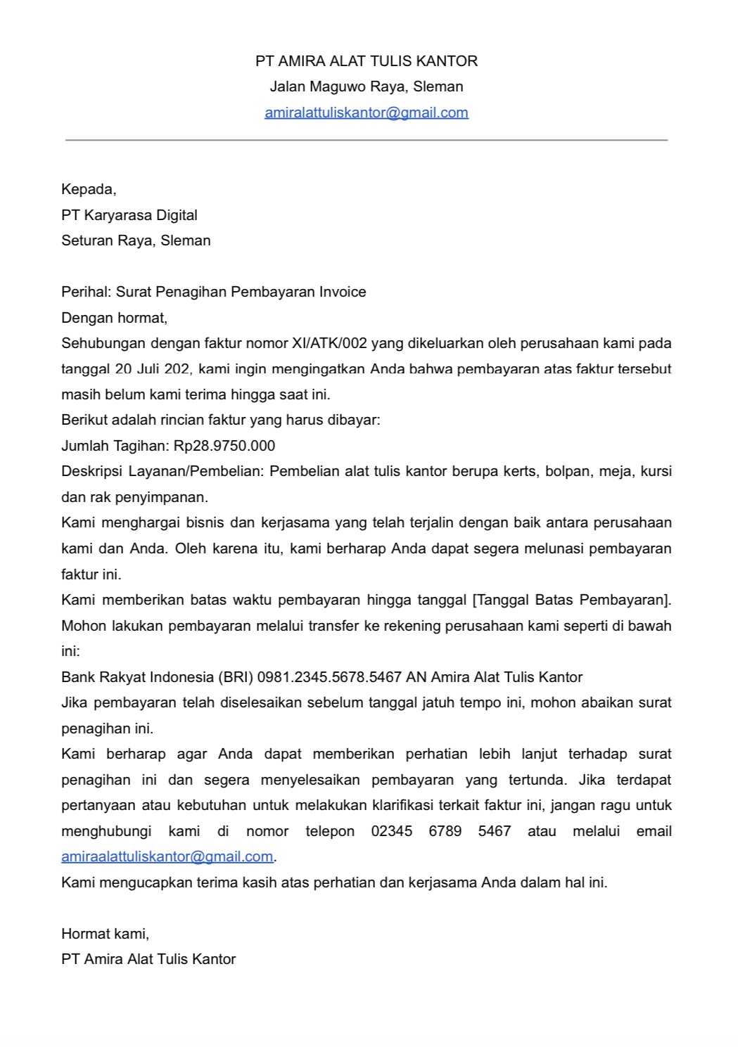 7 Contoh Surat Penagihan dan Cara Membuatnya
