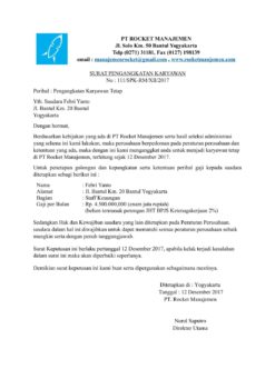 Contoh Surat Pengangkatan Karyawan Tetap dan Strukturnya