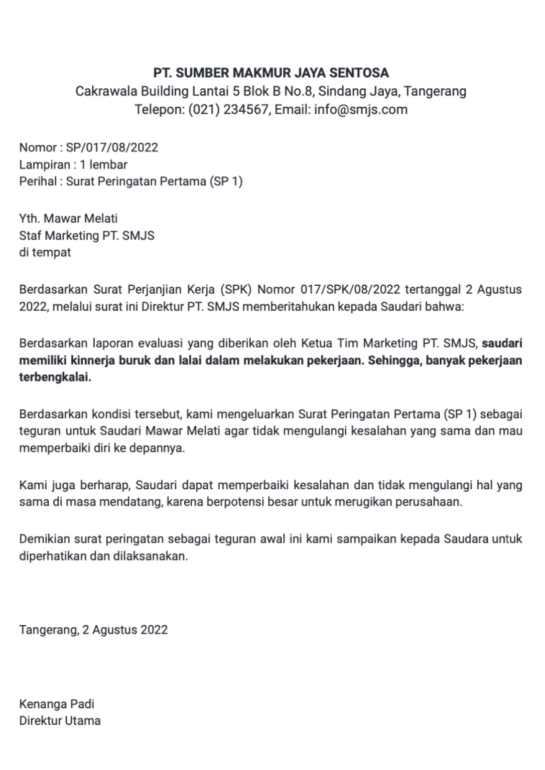 Contoh Surat Peringatan Karyawan (SP 1, 2, & 3)