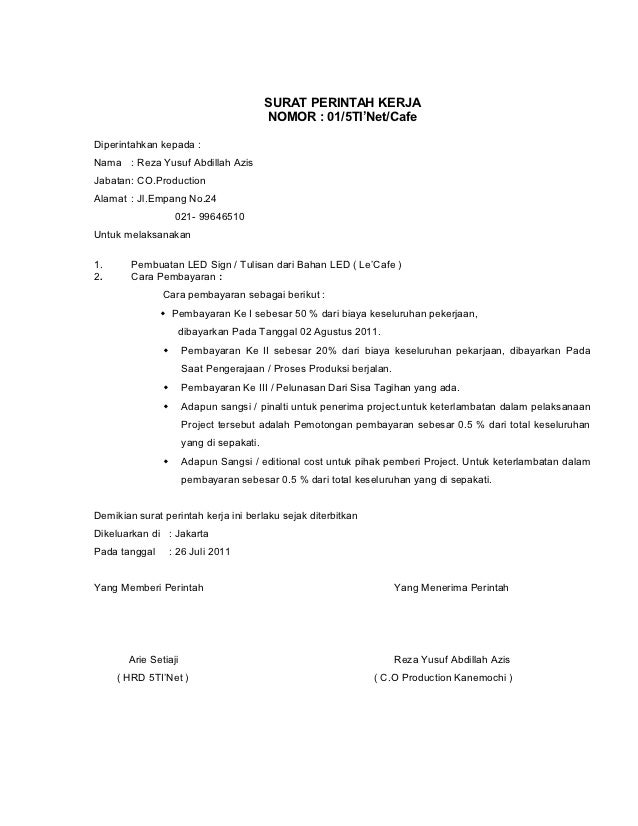 7 Contoh Surat Perintah Kerja dan Format Pembuatannya