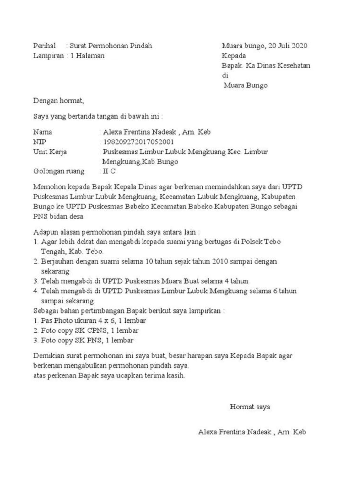Contoh Surat Permohonan Pindah Tugas dan Strukturnya
