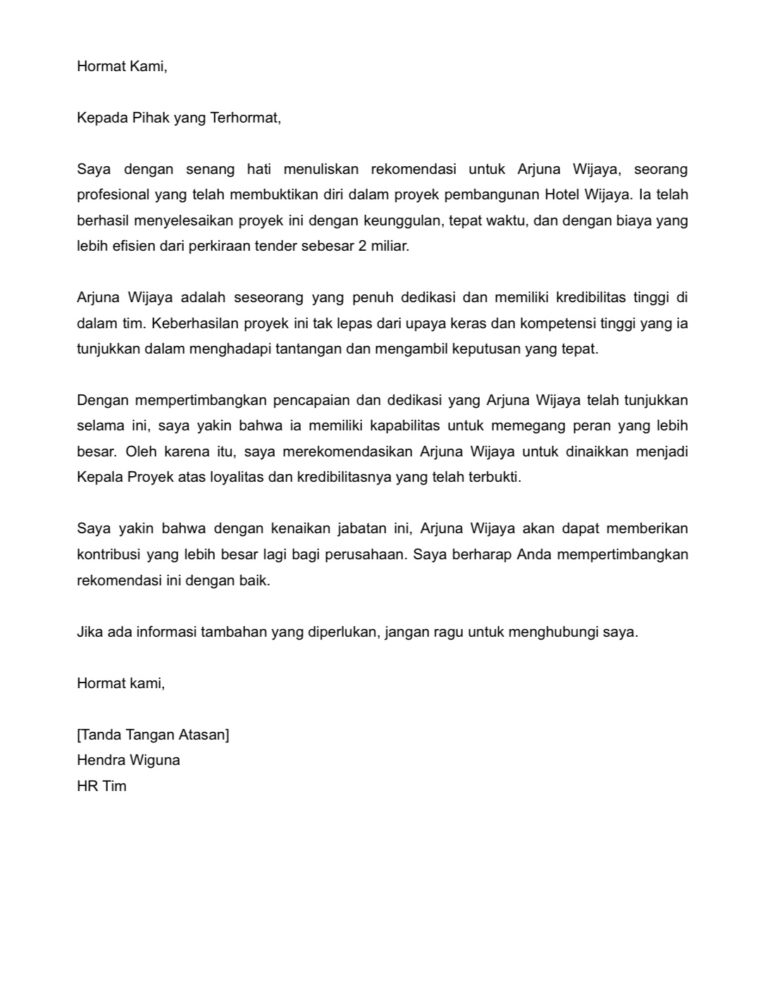 5+ Contoh Surat Rekomendasi Atasan untuk Berbagai Keperluan