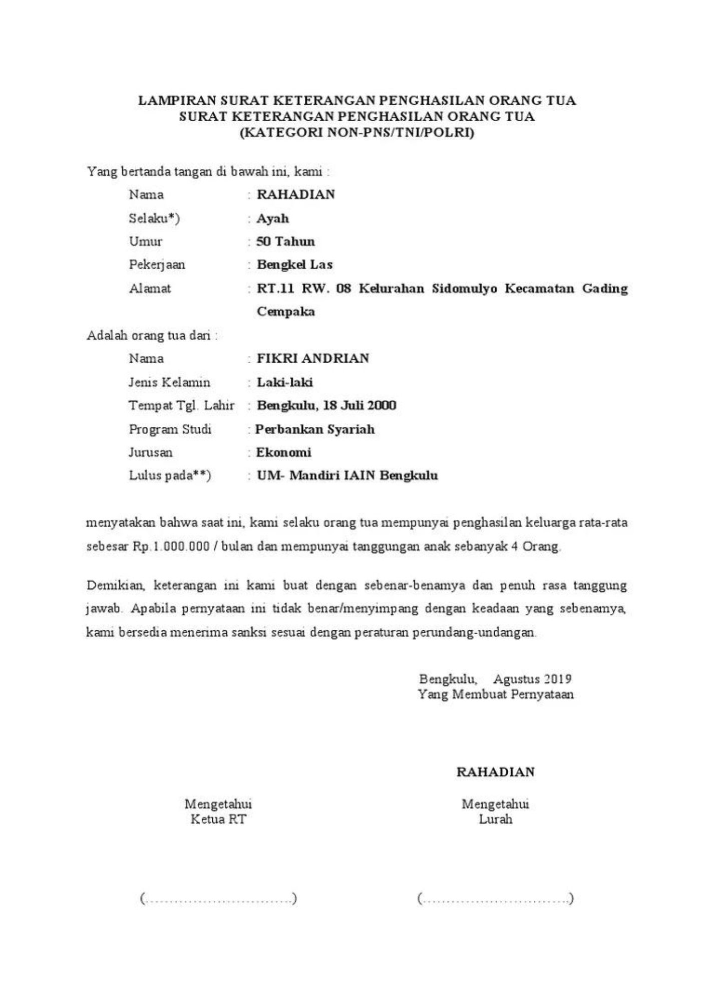 3 Contoh Surat Keterangan Penghasilan & Cara Membuatnya 3 Contoh Surat Keterangan Penghasilan & Cara Membuatnya