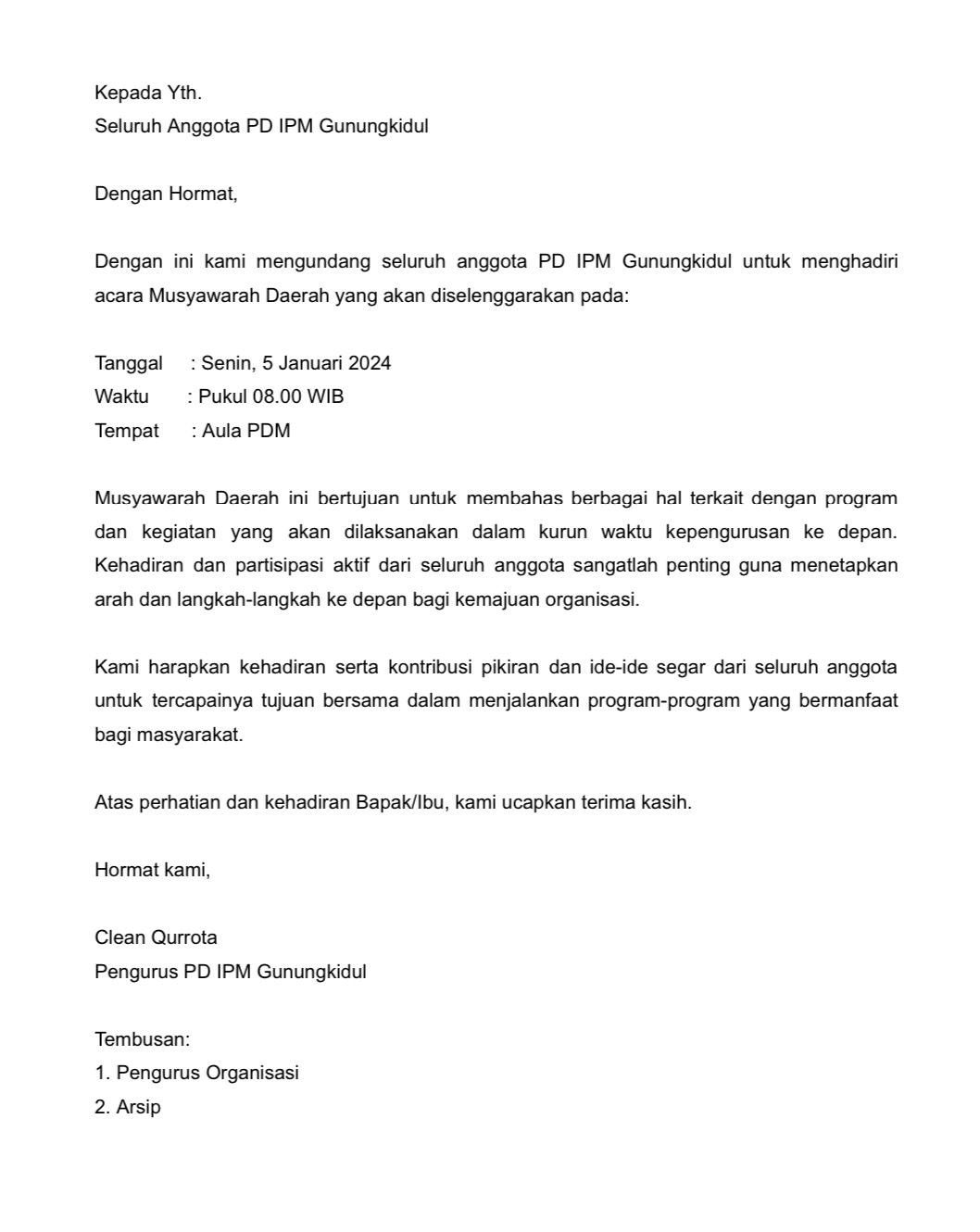 Contoh Surat Undangan Rapat & Cara Membuatnya