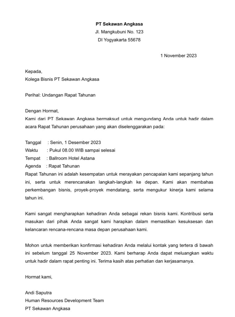 Contoh Surat Undangan Rapat & Cara Membuatnya