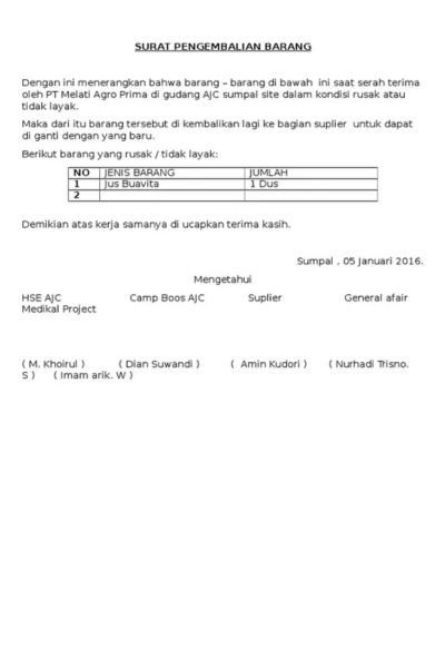 5 Contoh Surat Pengembalian Barang dan Cara Membuatnya