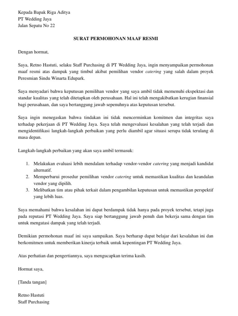 Contoh Surat Permohonan Maaf Resmi & Formatnya