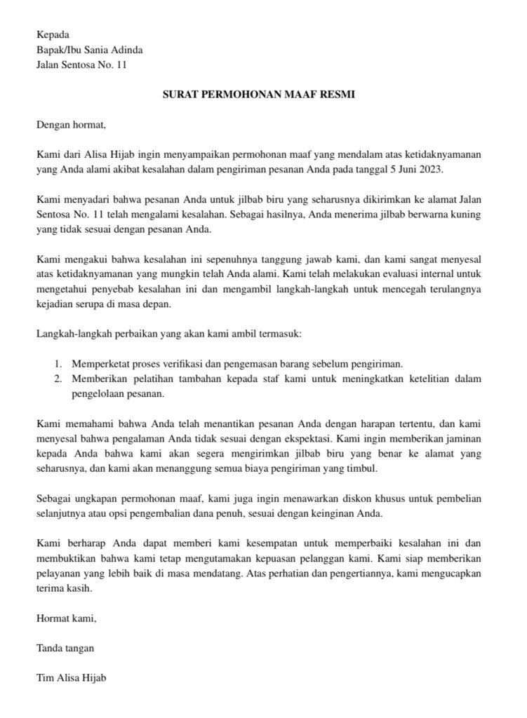 Contoh Surat Permohonan Maaf Resmi & Formatnya