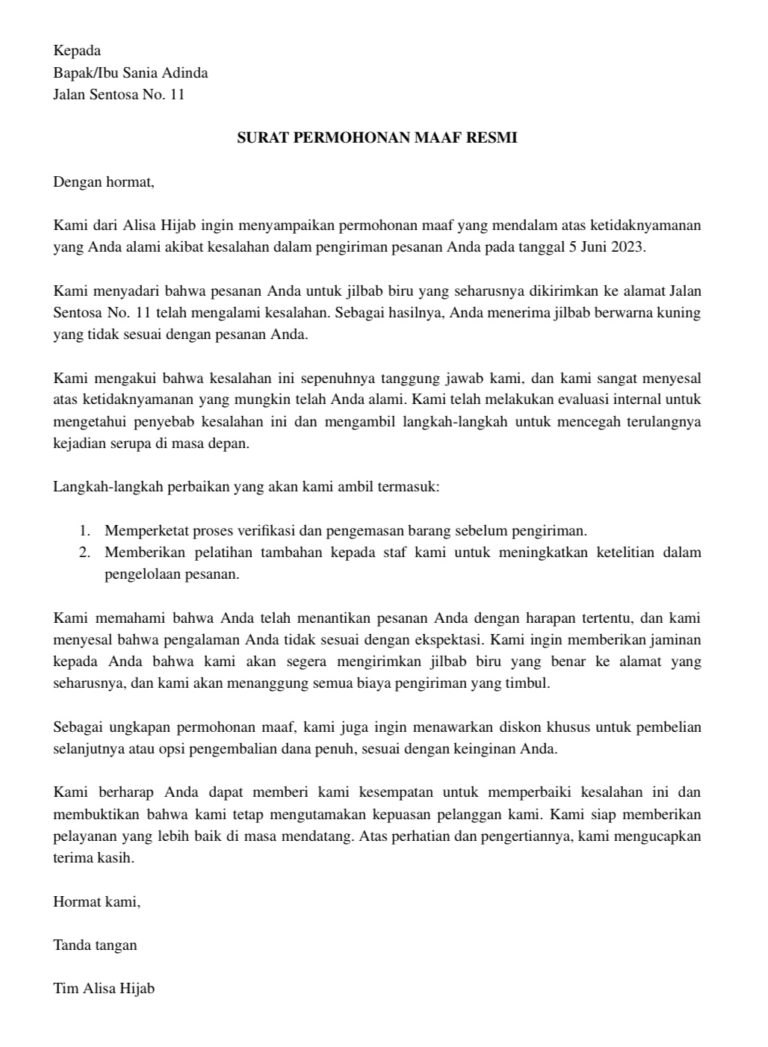 Contoh Surat Permohonan Maaf Resmi & Formatnya