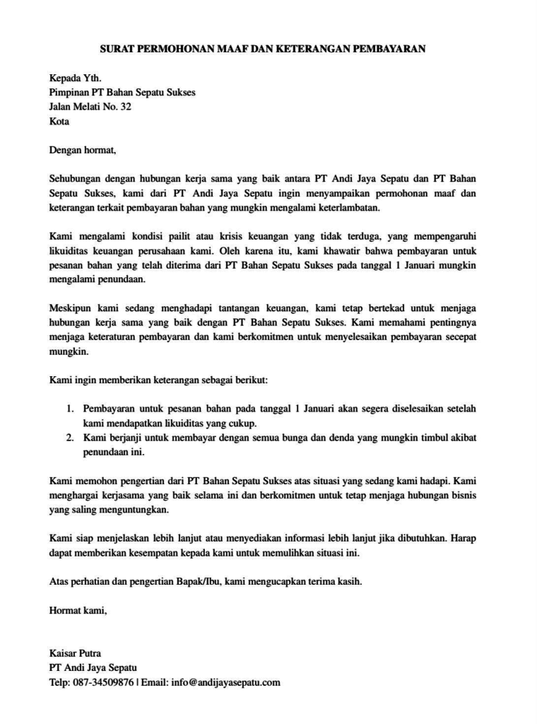 Contoh Surat Permohonan Maaf Resmi & Formatnya
