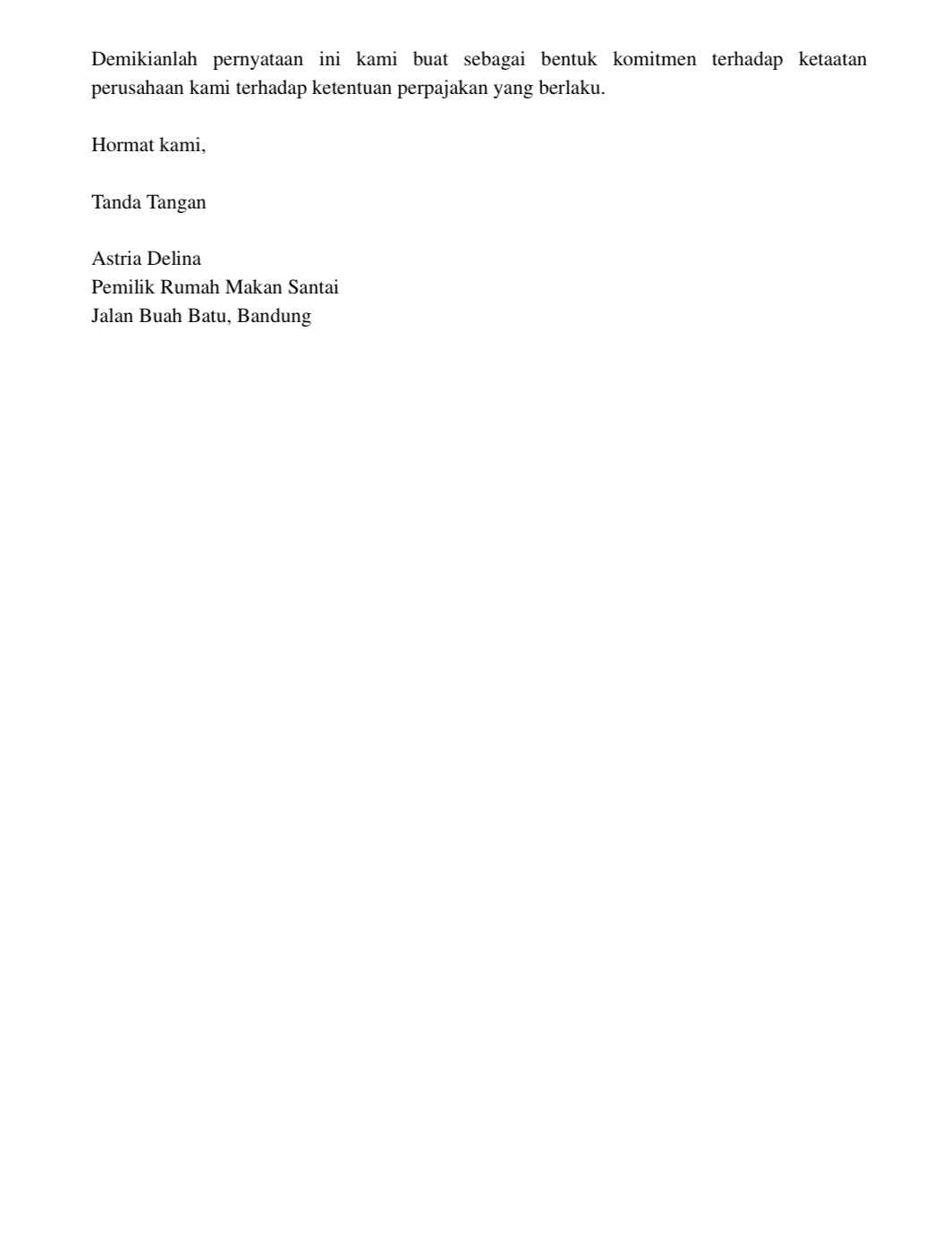 5 Contoh Surat Pernyataan Non PKP dan Fungsinya