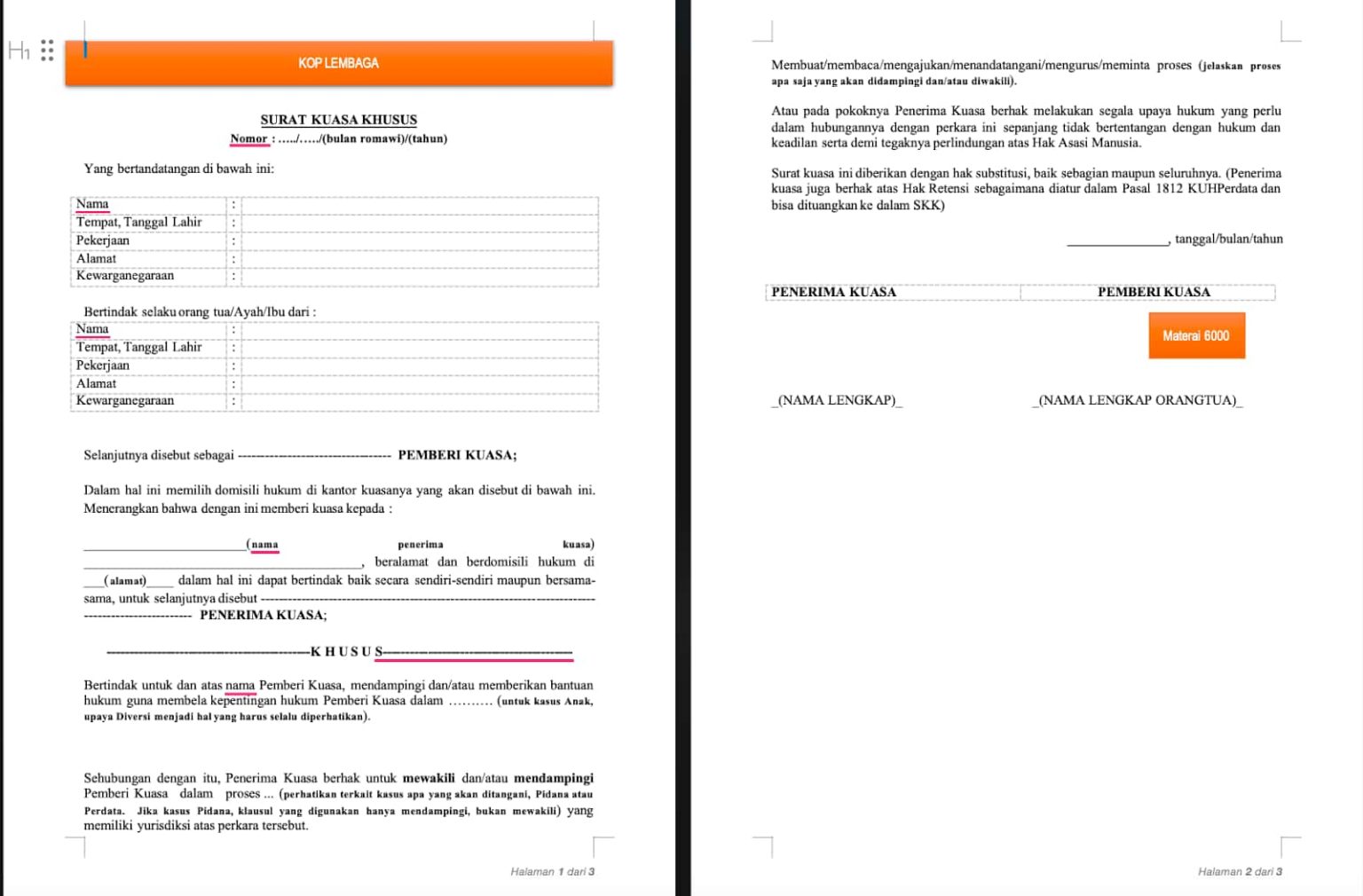 Surat Kuasa Khusus: Contoh & Bedanya dengan Surat Kuasa Umum