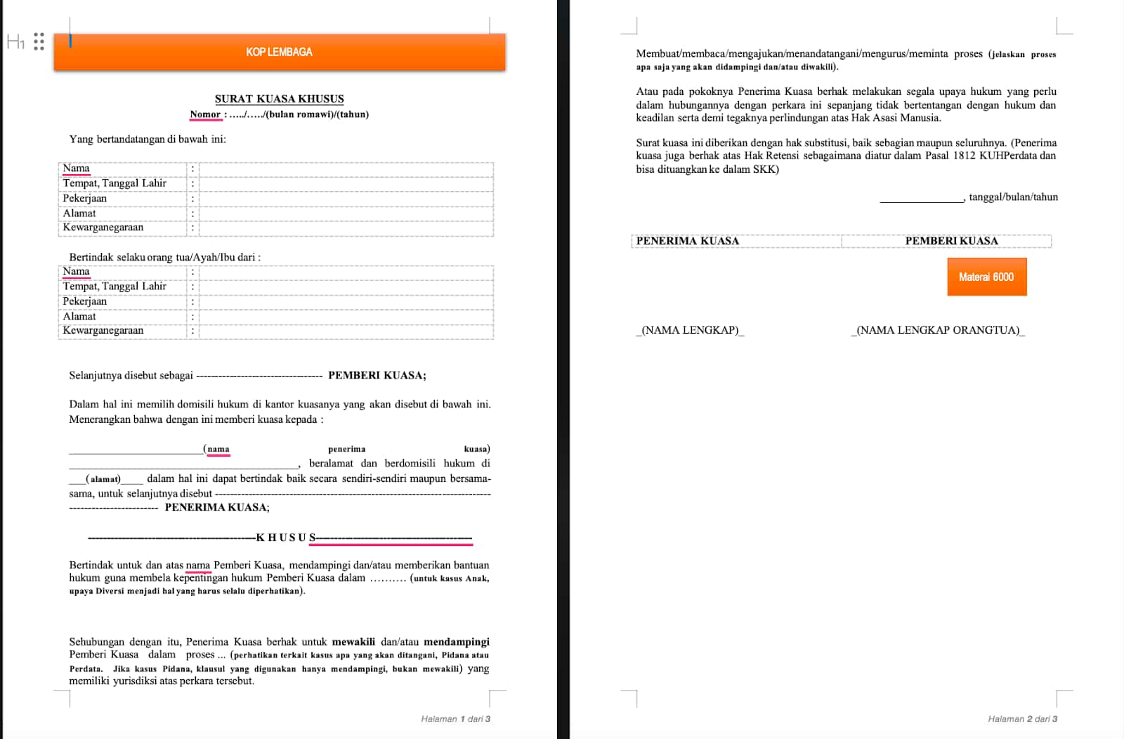 Surat Kuasa Khusus: Contoh & Bedanya dengan Surat Kuasa Umum